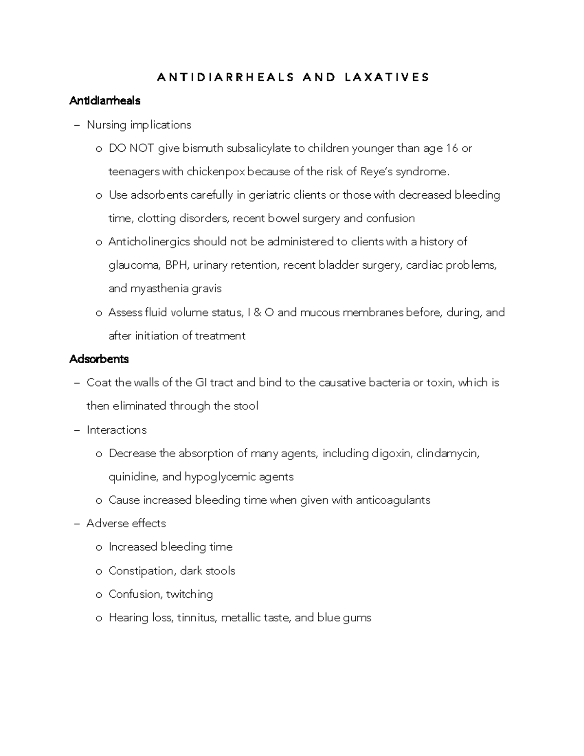 Antidiarrheals and laxatives - A N T I D I A R R H E A L S A N D L A X A T I V E S ...