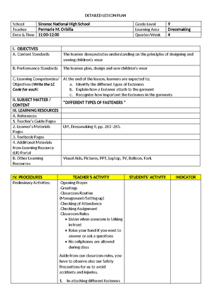 4As Lesson Plan TLE - TLE - 4As Lesson Plan LESSON PLAN IN TLE GRADE 7 ...