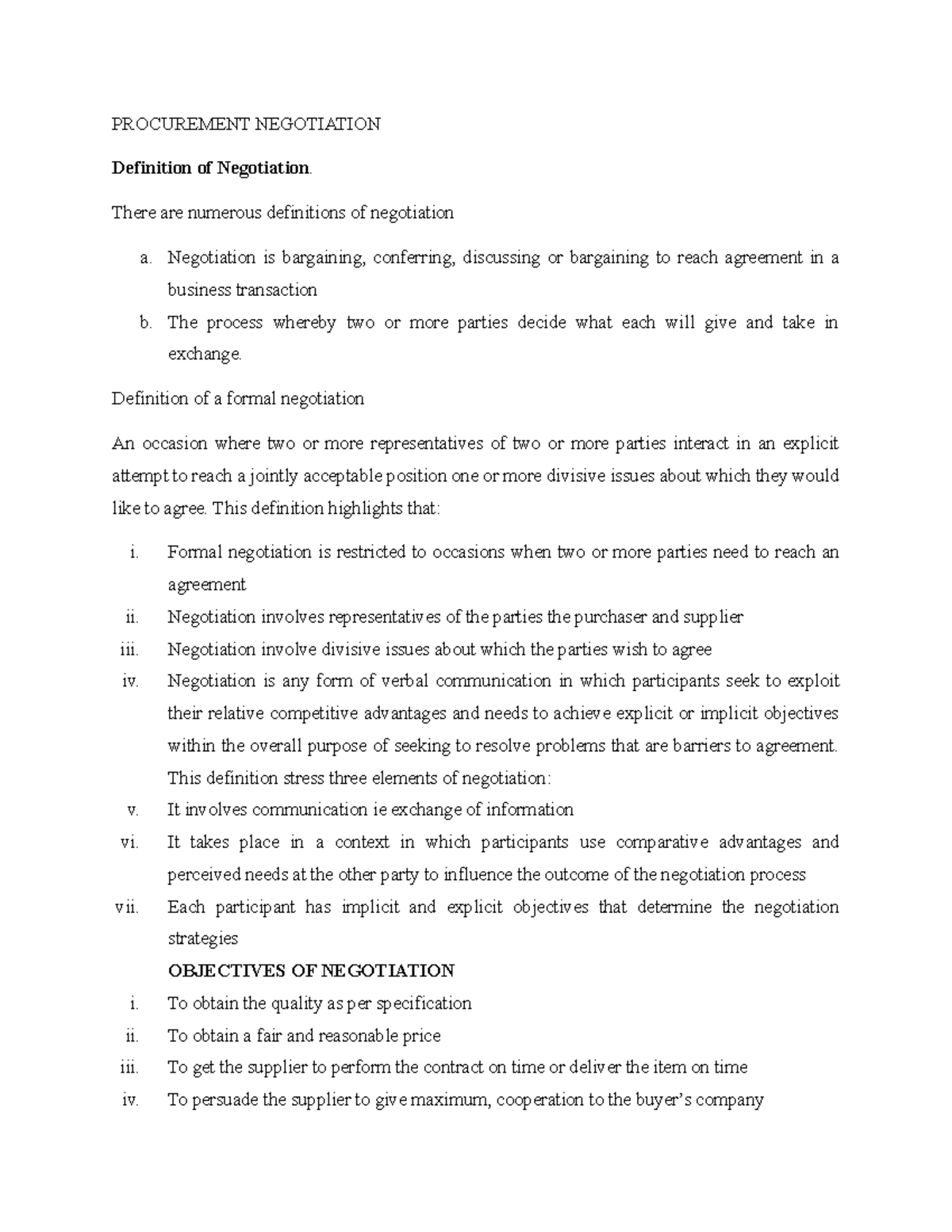 Procurement Negotiation Class OF JAN- April 2022 - PROCUREMENT ...