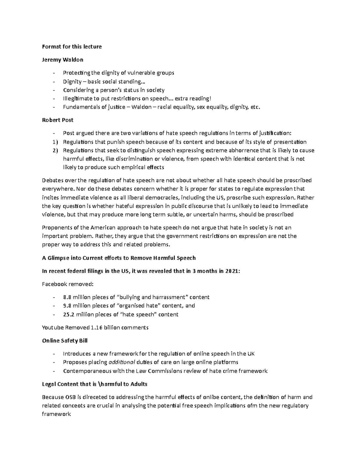 Free Speech final lecture - case 1 - Format for this lecture Jeremy ...