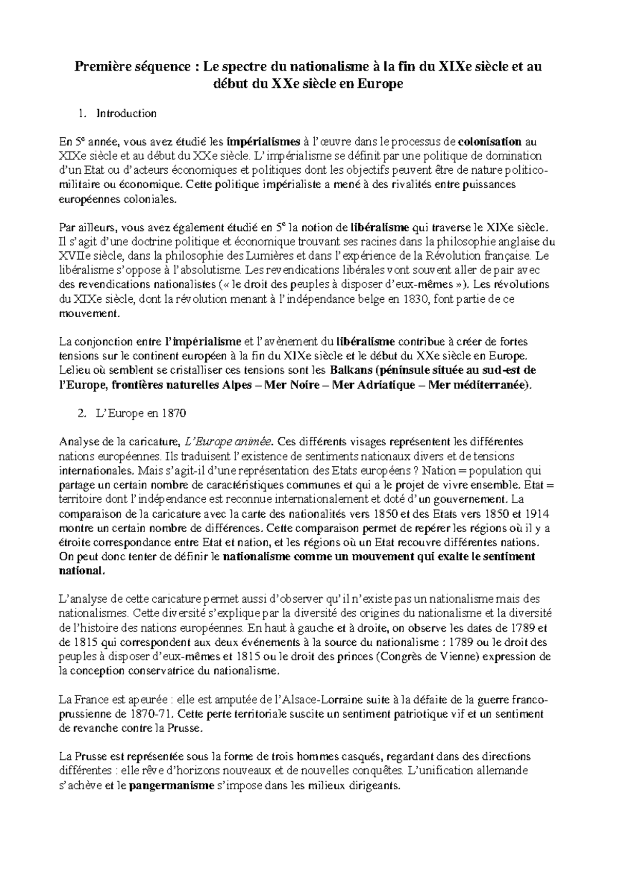 Spectre du nationalisme fin XIX-début XXe 3 - Histoire - Studocu