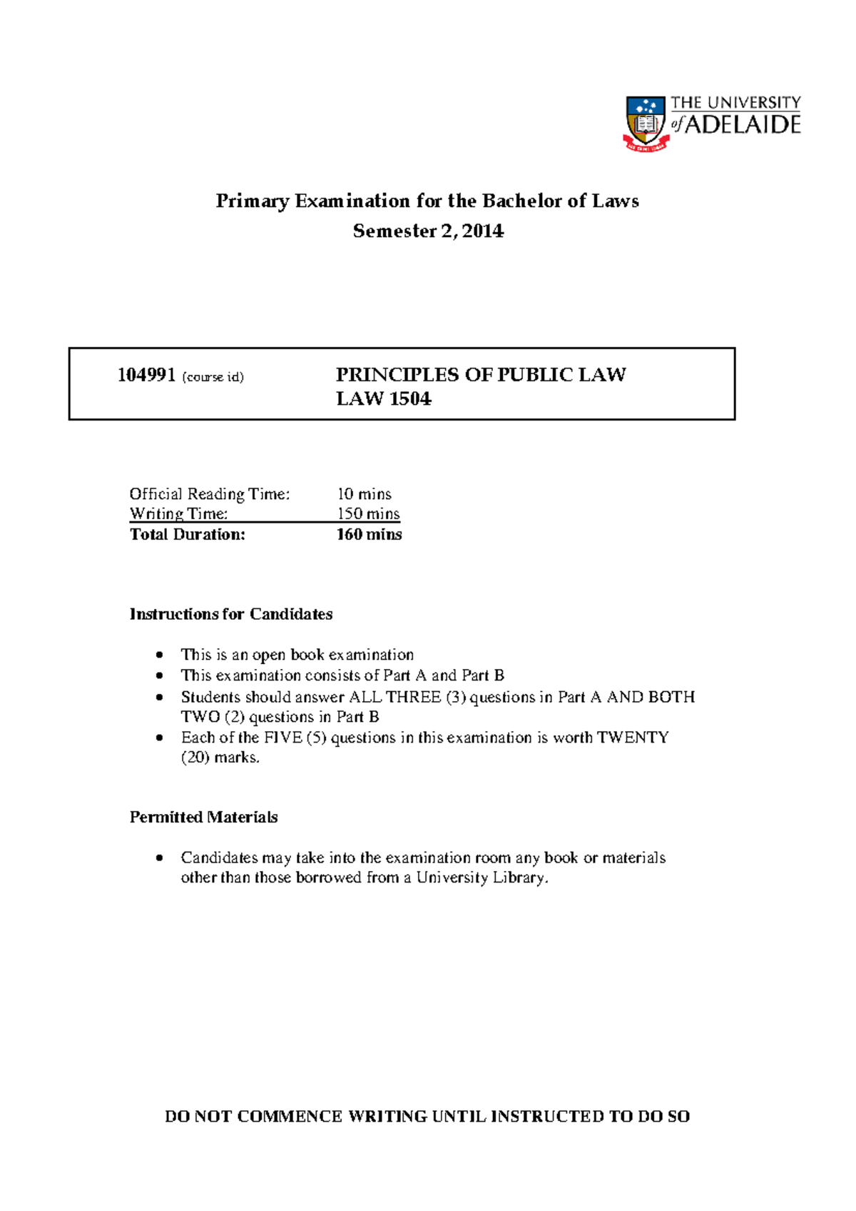 PPL Primary Exam 2014 Final - Primary Examination for the Bachelor of ...