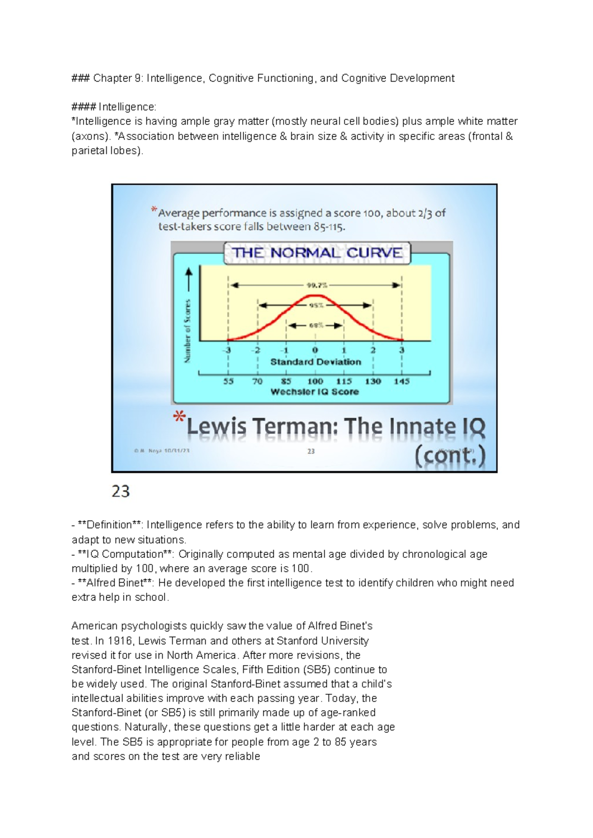 Exam 3 Review - Summary Introduction to Psychology - Chapter 9 ...