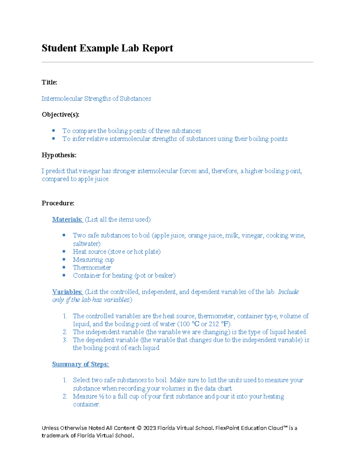 Student example lab report - Student Example Lab Report Title ...