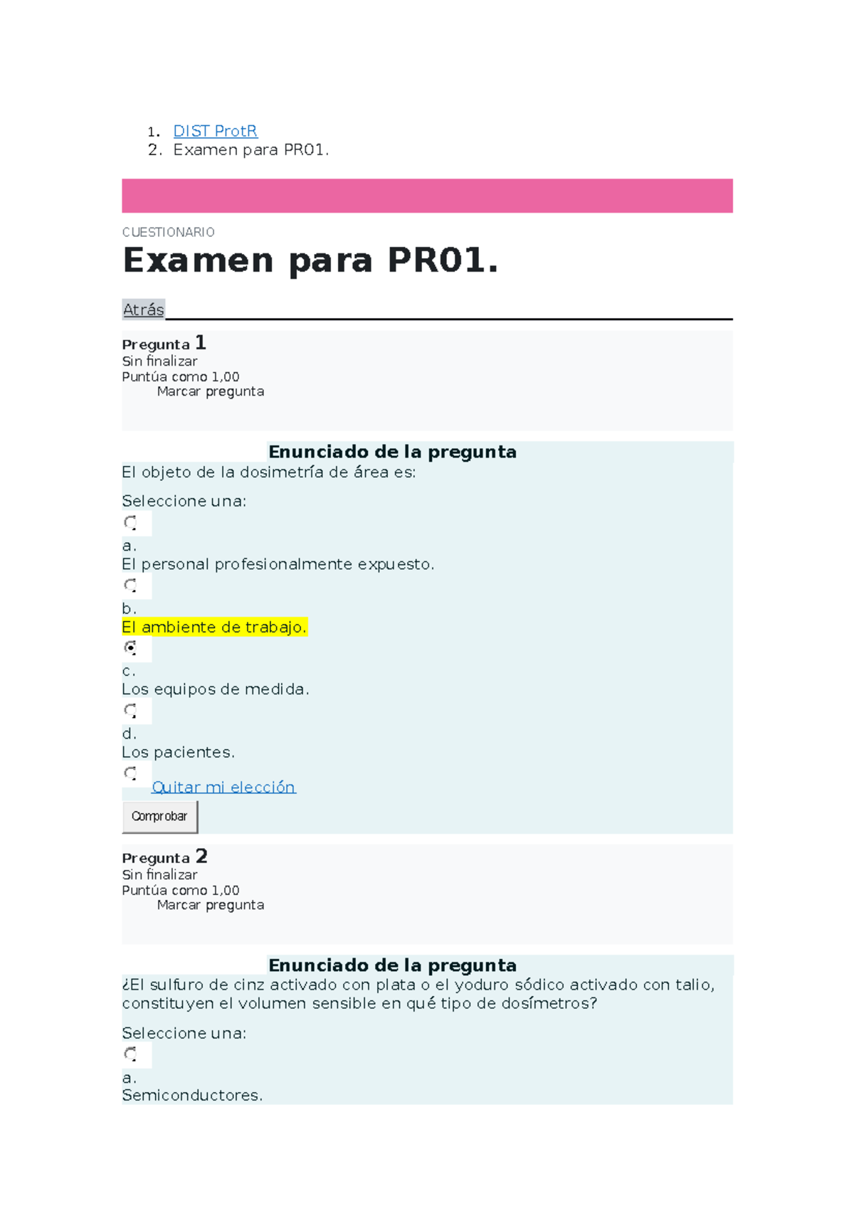 TEST T1 DIST Prot R - TEST DE REPASO TEMA 1 PROTECCION RADIOLOGICA ...