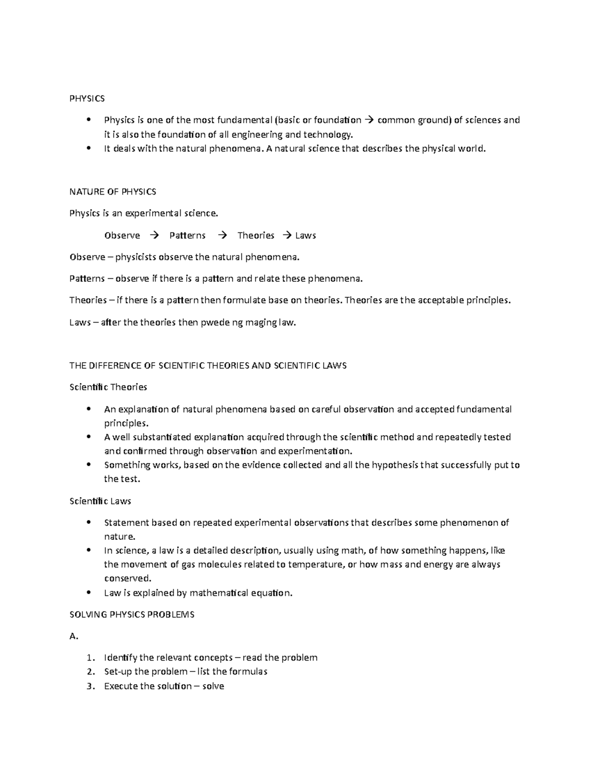 Physics Notes - College Physics 1 - PangSU - Studocu