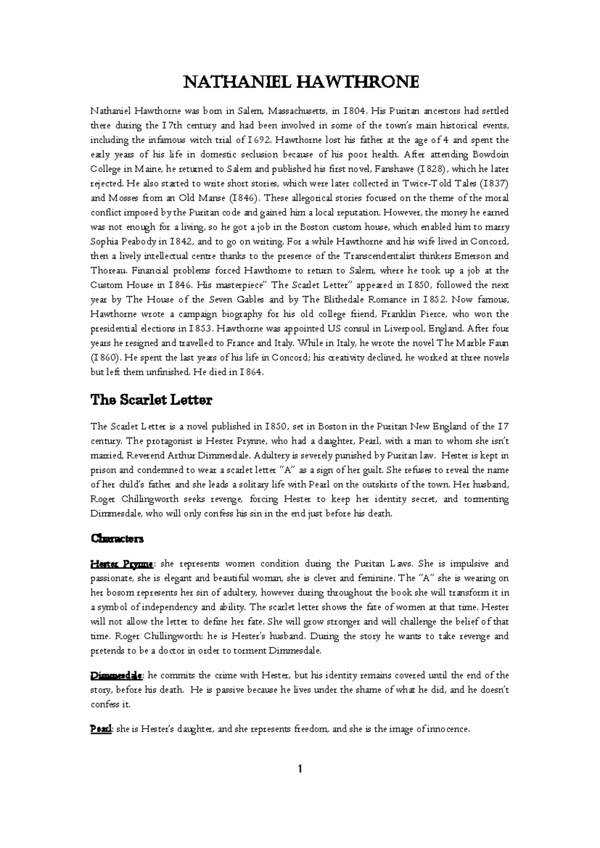Nathaniel Hawthrone and THE Scarlet Letter - NATHANIEL HAWTHRONE ...