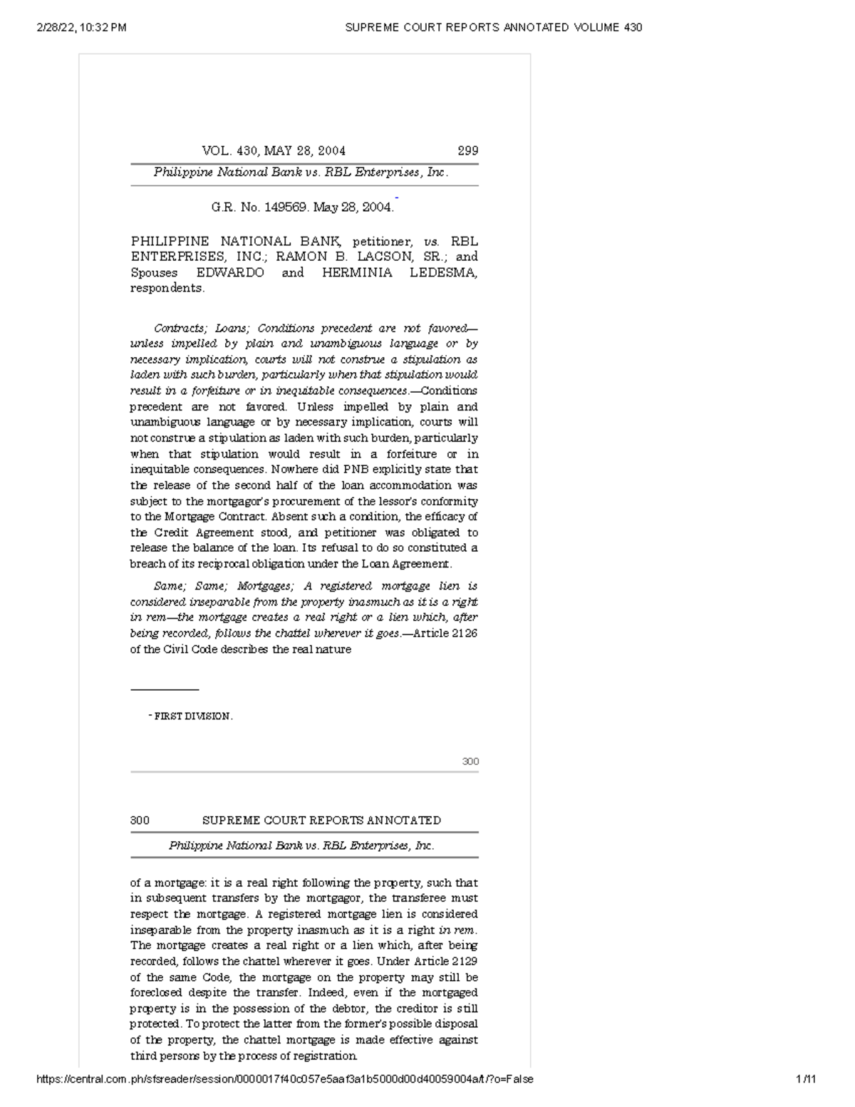 6 Philippine National Bank Vs RBL Enterprises Inc 430 SCRA 299