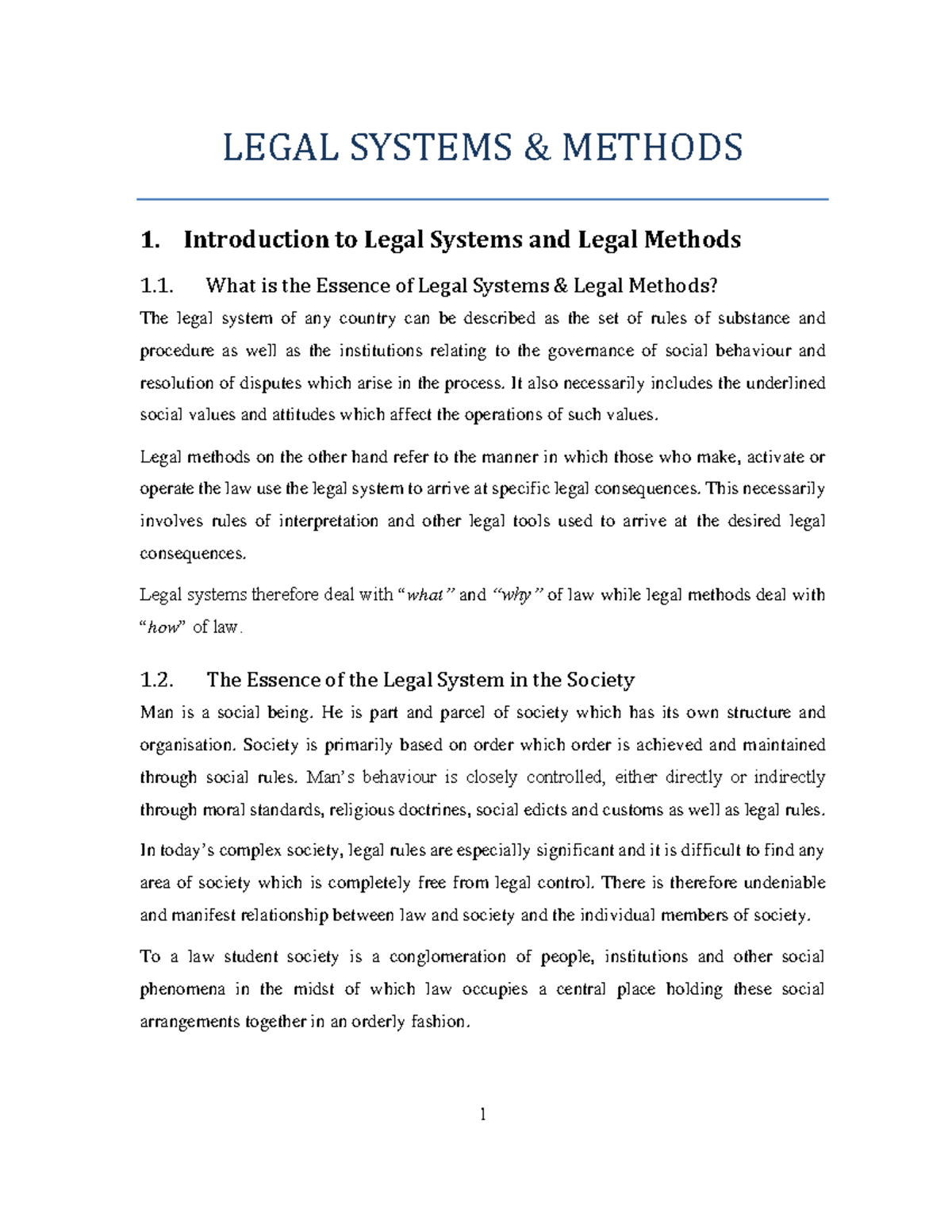 Legal sytems and methods - Studocu
