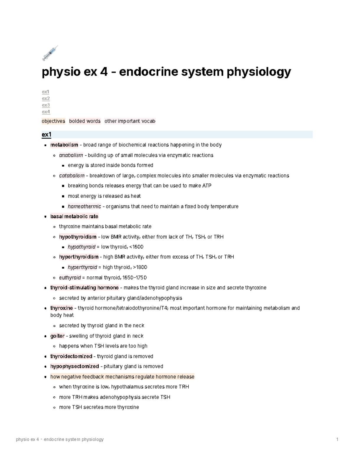 Physio ex 4 - endocrine system physiology notes - 💉 physio ex 4 ...