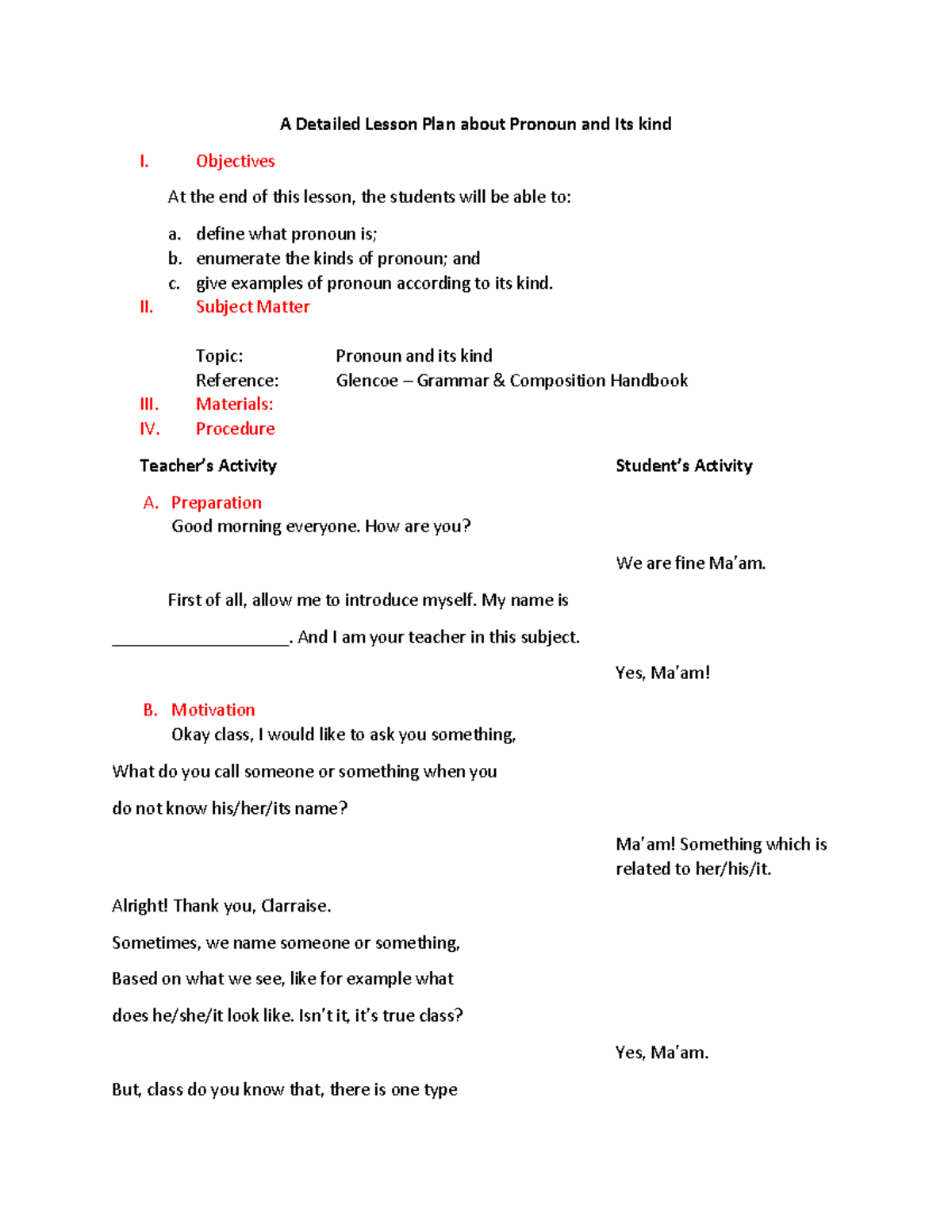 Scribd.vpdfs.com a-detailed-lesson-plan-about-pronoun-and-its-kind - A ...
