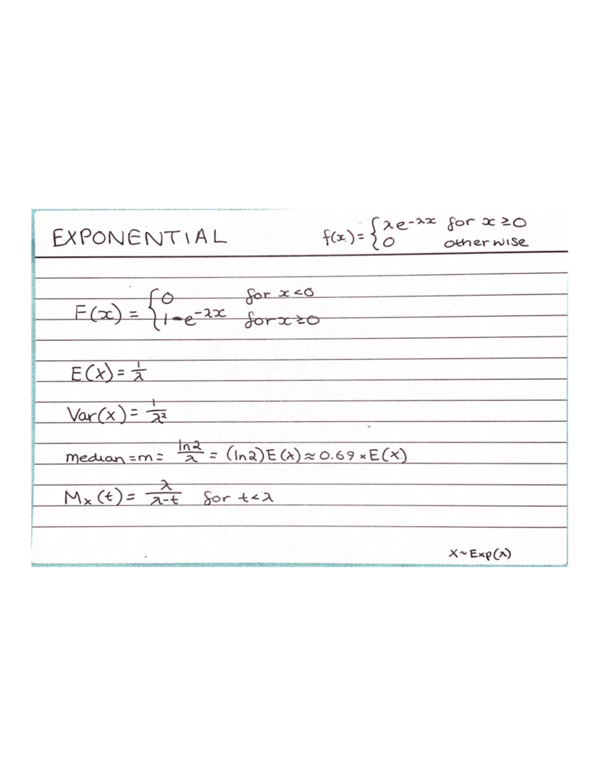 Exponential Distribution - ST102 - Studocu