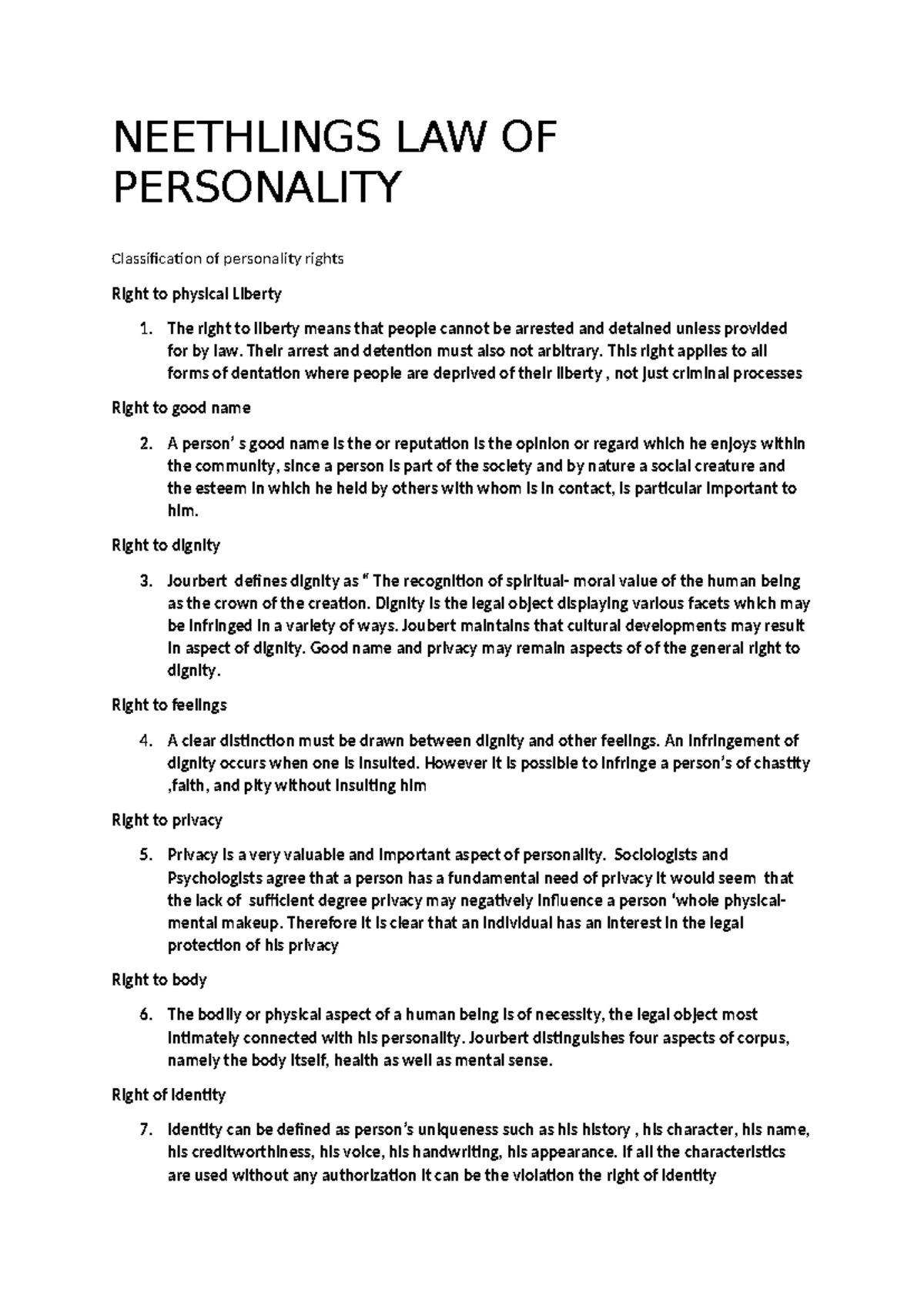 Neethlings LAW OF Personality - NEETHLINGS LAW OF PERSONALITY ...