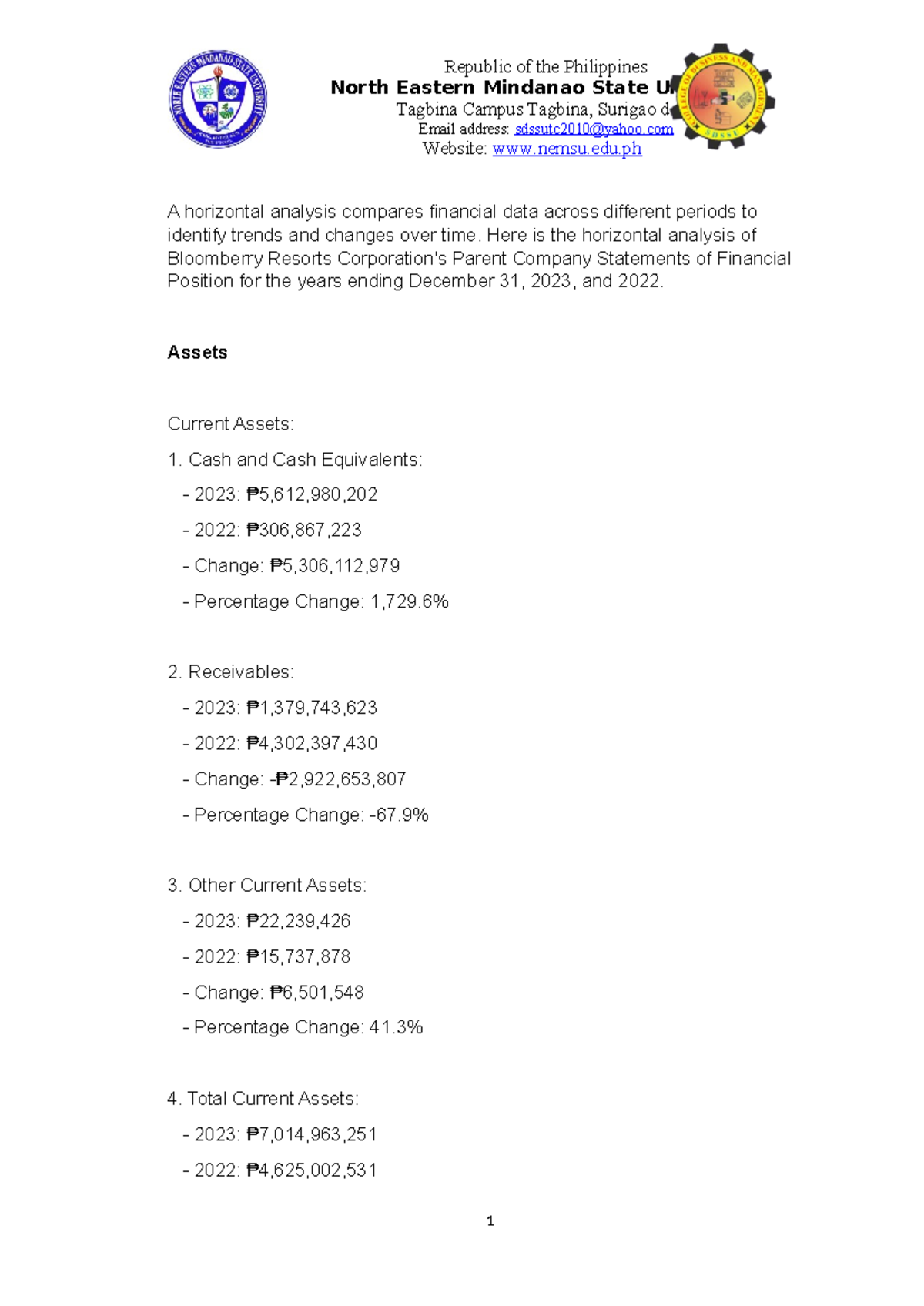 Financial statements - North Eastern Mindanao State University Tagbina ...