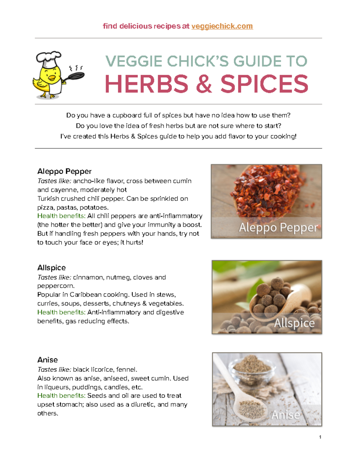 Herbs and Spices 101 - VEGGIE CHICK’S GUIDE TO HERBS & SPICES Do you ...