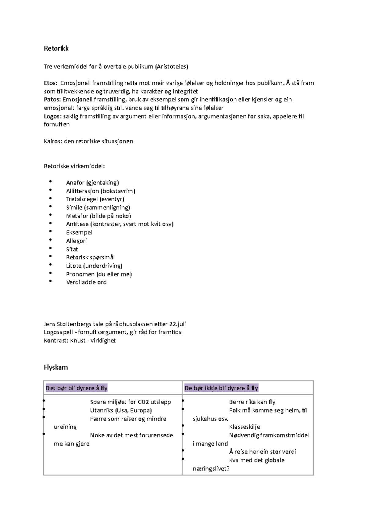 Norsk - notat - Retorikk Tre verkemiddel for å overtale publikum ...