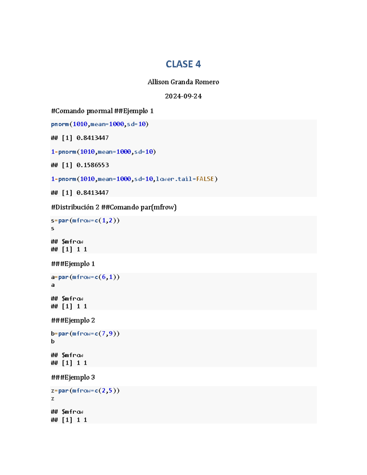 Clase-4 - Programación en R studio - CLASE 4 Allison Granda Romero 2024 ...