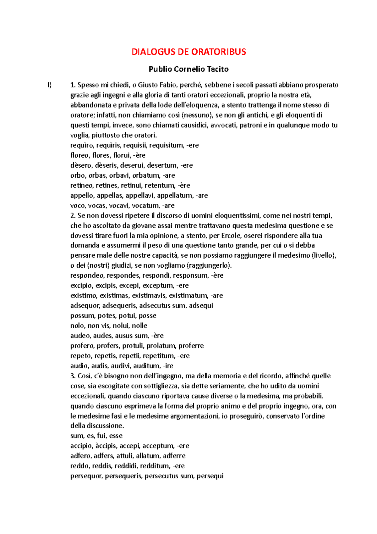 Dialogus DE Oratoribus - DIALOGUS DE ORATORIBUS Publio Cornelio Tacito ...