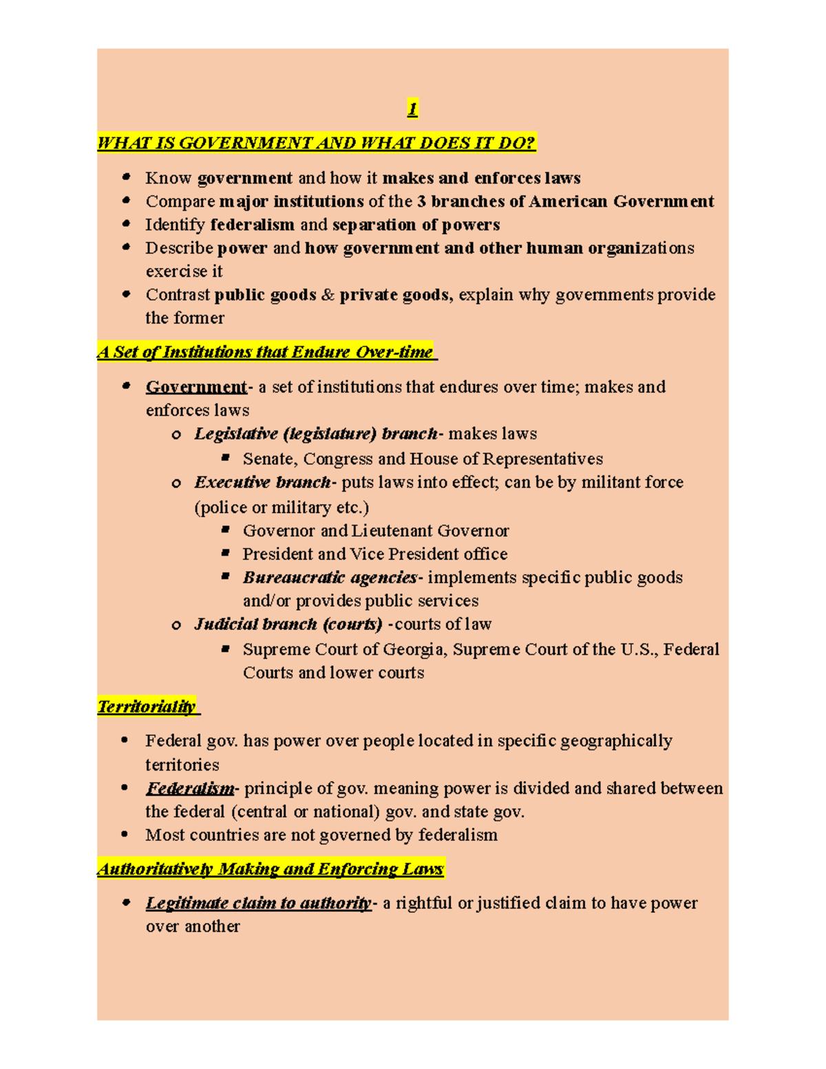 Chapter 1 (WHAT IS THE Government AND WHAT DOES IT DO) - 1 WHAT IS ...