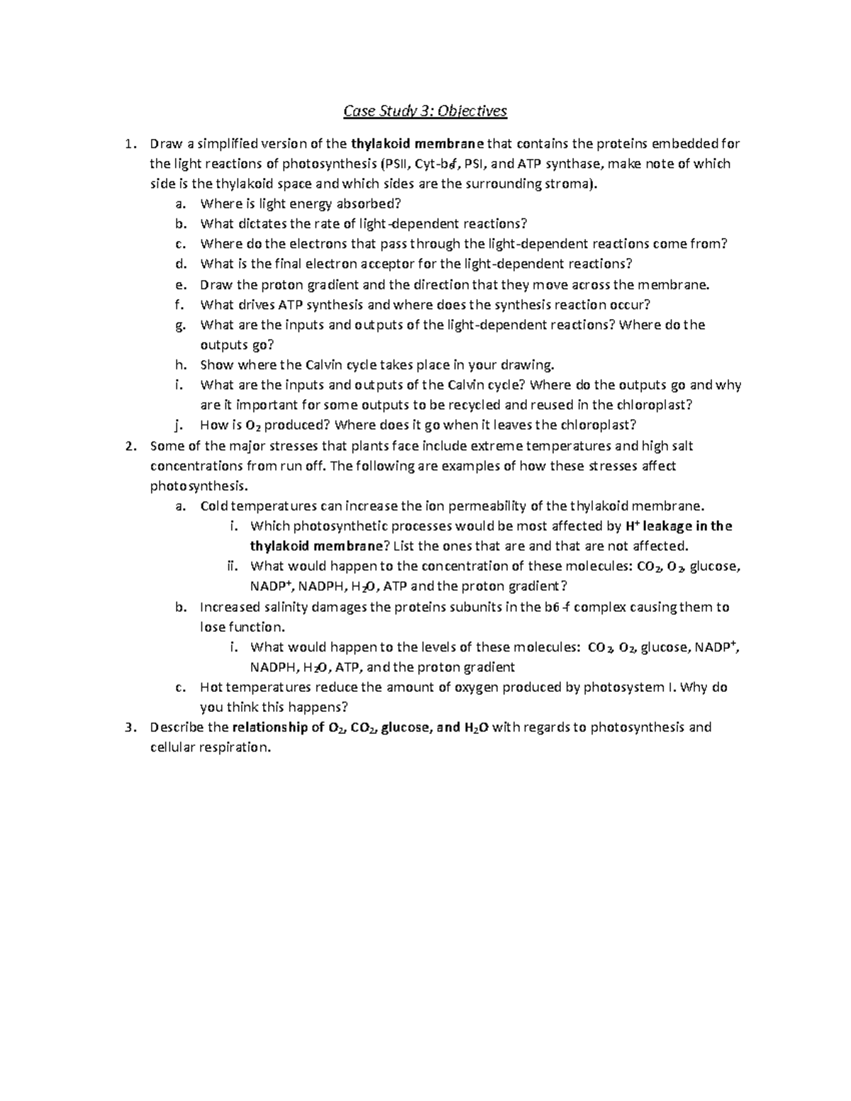 Case Study 3 - Objectives - Case Study 3: Objectives Draw a simplified ...