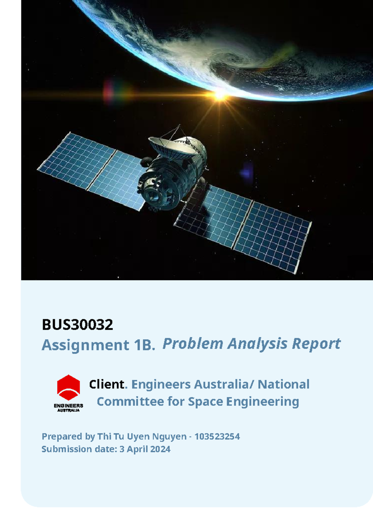 BUS30032. Assignment 1B (1)-1 - BUS Assignment 1B. Problem Analysis Report Client. Engineers ...