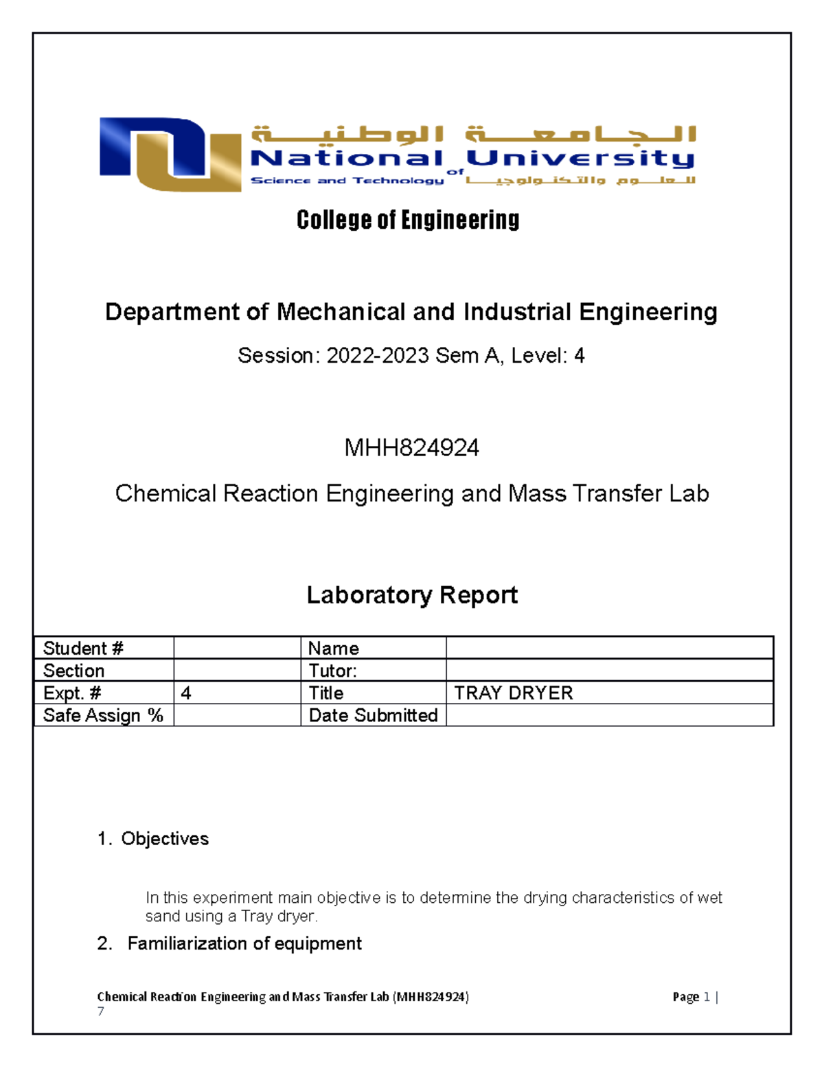 Lab 4 Lab 4 College Of Engineering Department Of Mechanical And