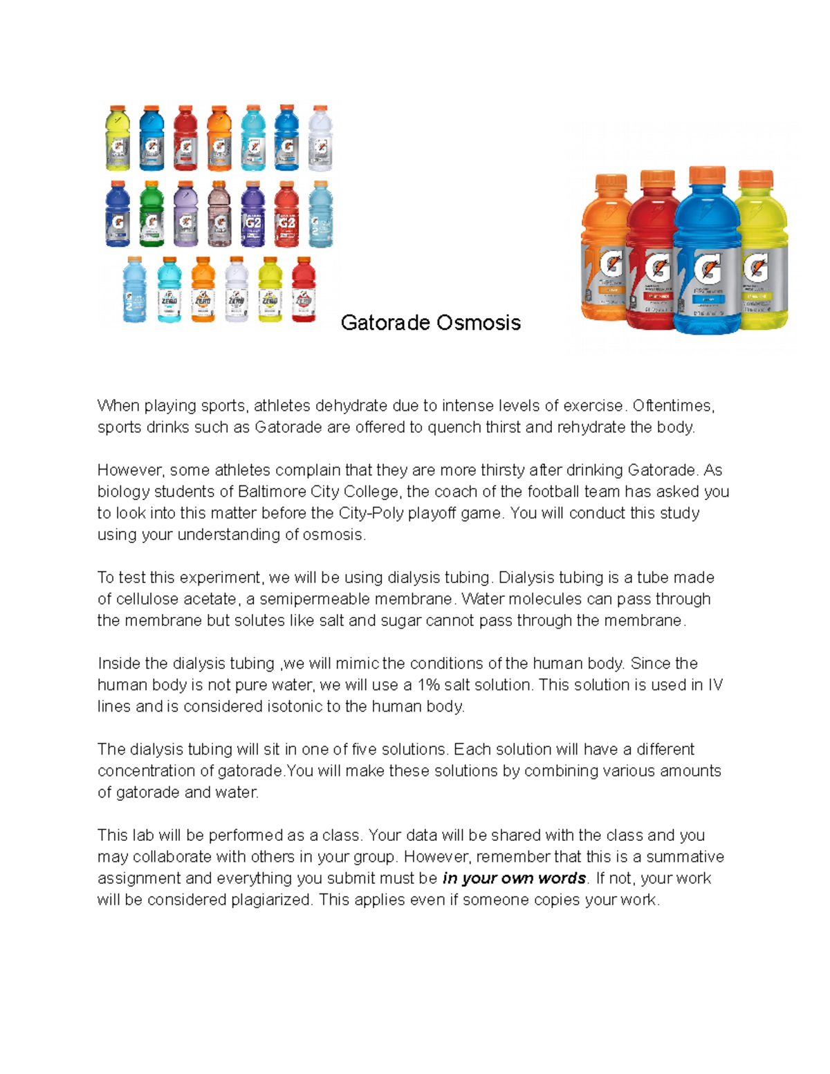 Osmosis Lab Instructions (disregard unless needed) - Gatorade Osmosis ...