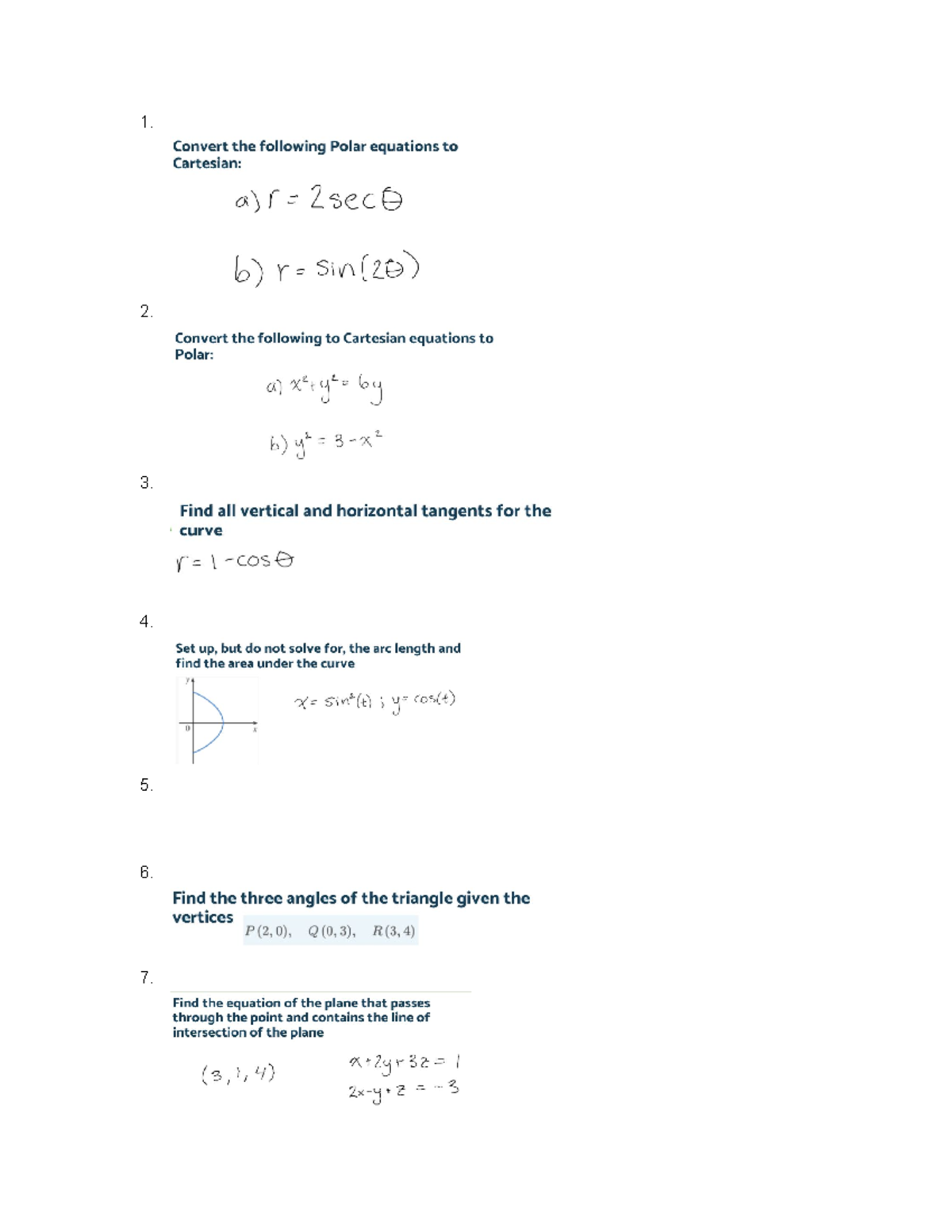 Midterm Review Problems - Math 2D - 1. 2. 3. 4. 5. 6. 7. 8. 9. 10. 11 ...