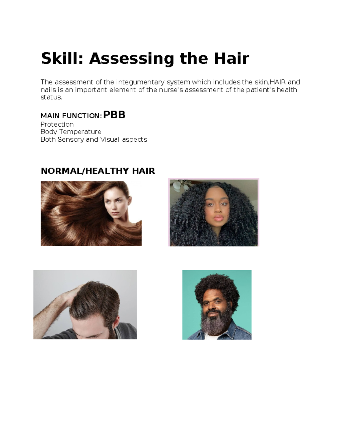 HAIR assessment shgsgdfgjSG - Skill: Assessing the Hair The assessment ...