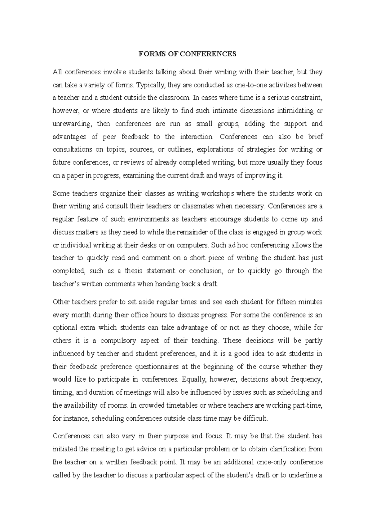 Forms OF Conferences - FORMS OF CONFERENCES All conferences involve ...