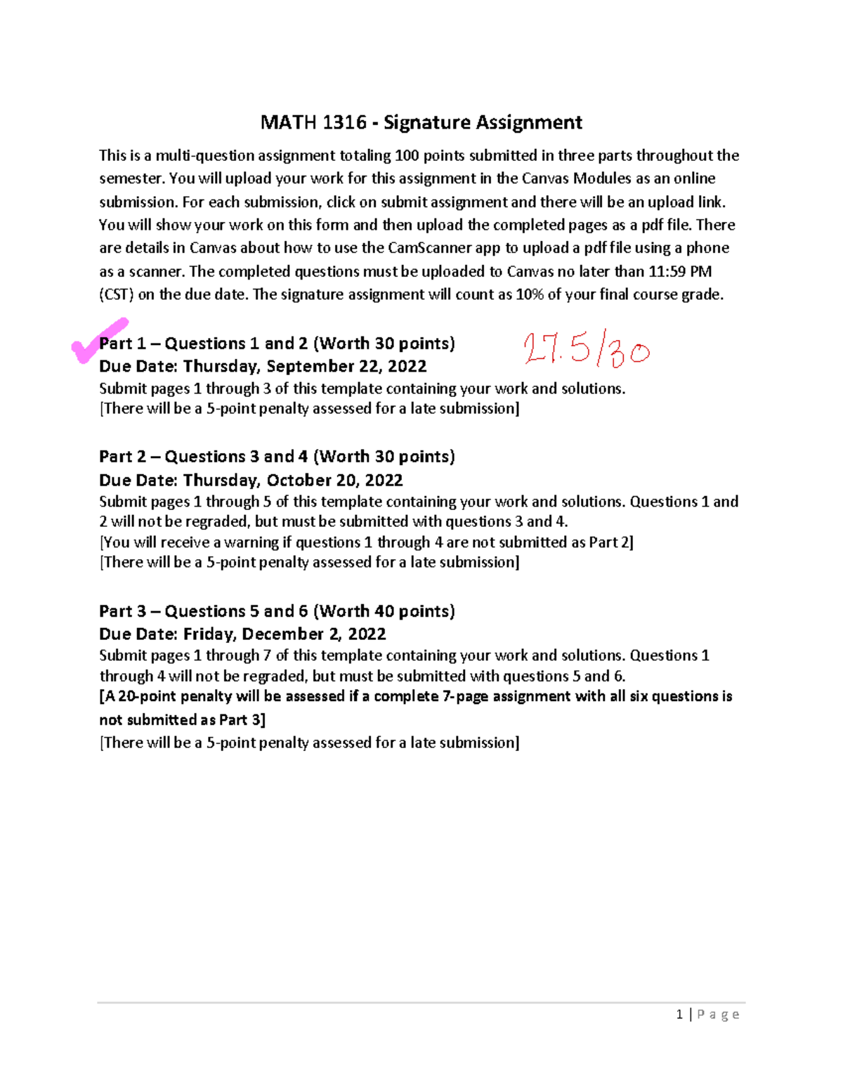 signature Assignment 2 - MATH 1316 - Signature Assignment This is a multi-question assignment ...