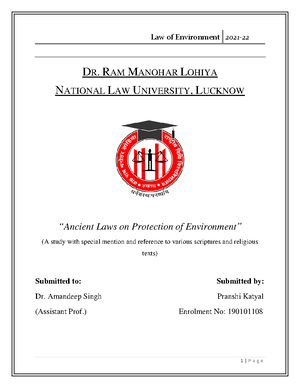Law of Environment Project Alaina (2001 01021) - LAW OF ENVIRONMENT ...