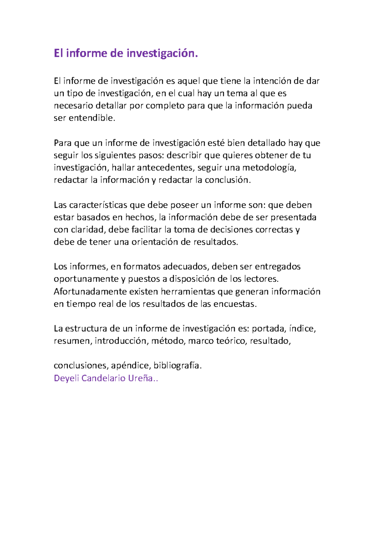 Informe de investigacion - El informe de investigación. El informe de ...