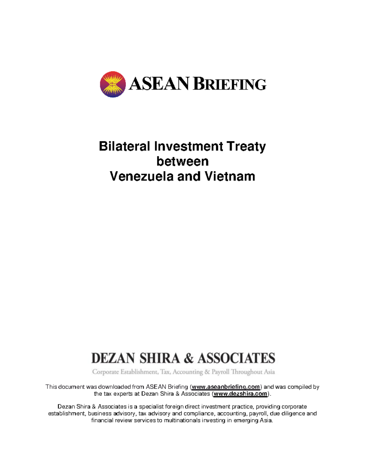 Vietnam Venezuela BIT - Bilateral Investment Treaty between Venezuela ...