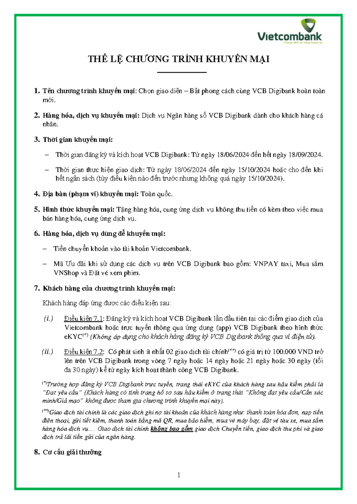 The le CTKM cho KH dang ky moi VCB Digibank Final - THỂ LỆ CHƯƠNG TRÌNH ...