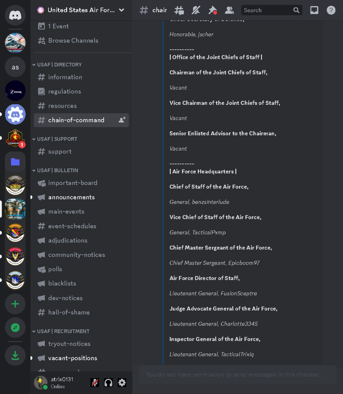 (1) Discord #chain-of-command United States Air Force - as Under ...