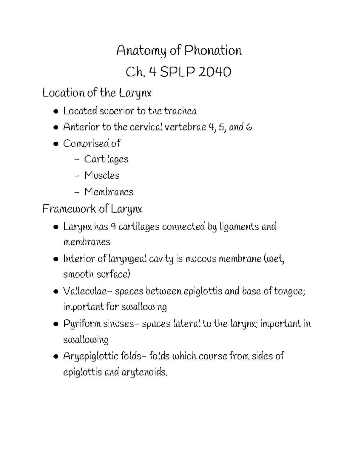 SPLP Ch. 4 Lecture Notes - Anatomy of Phonation Ch. 4 SPLP 2040 ...