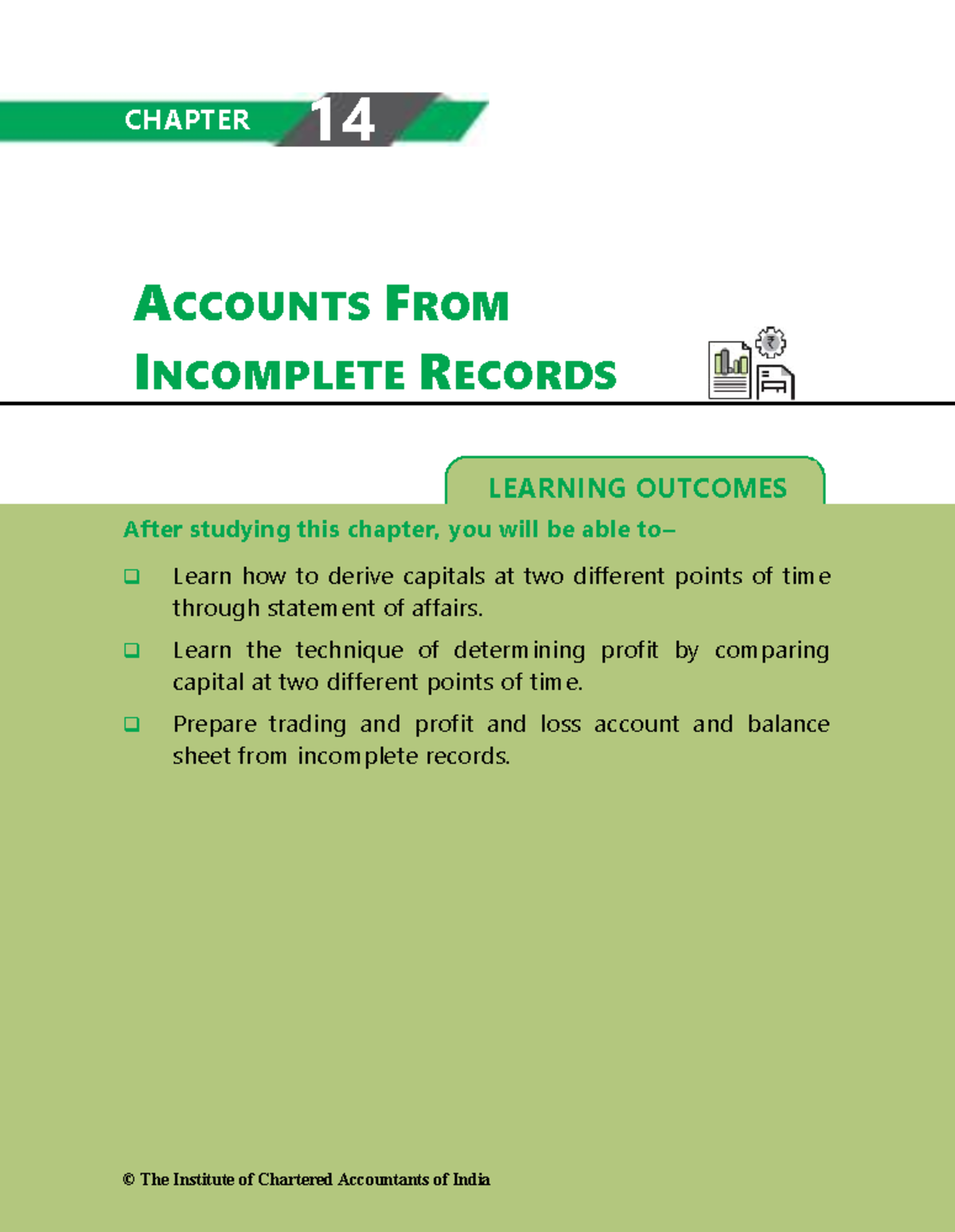 Incomplete Records - LETURE NOTES - LEARNING OUTCOMES ACCOUNTS FROM ...