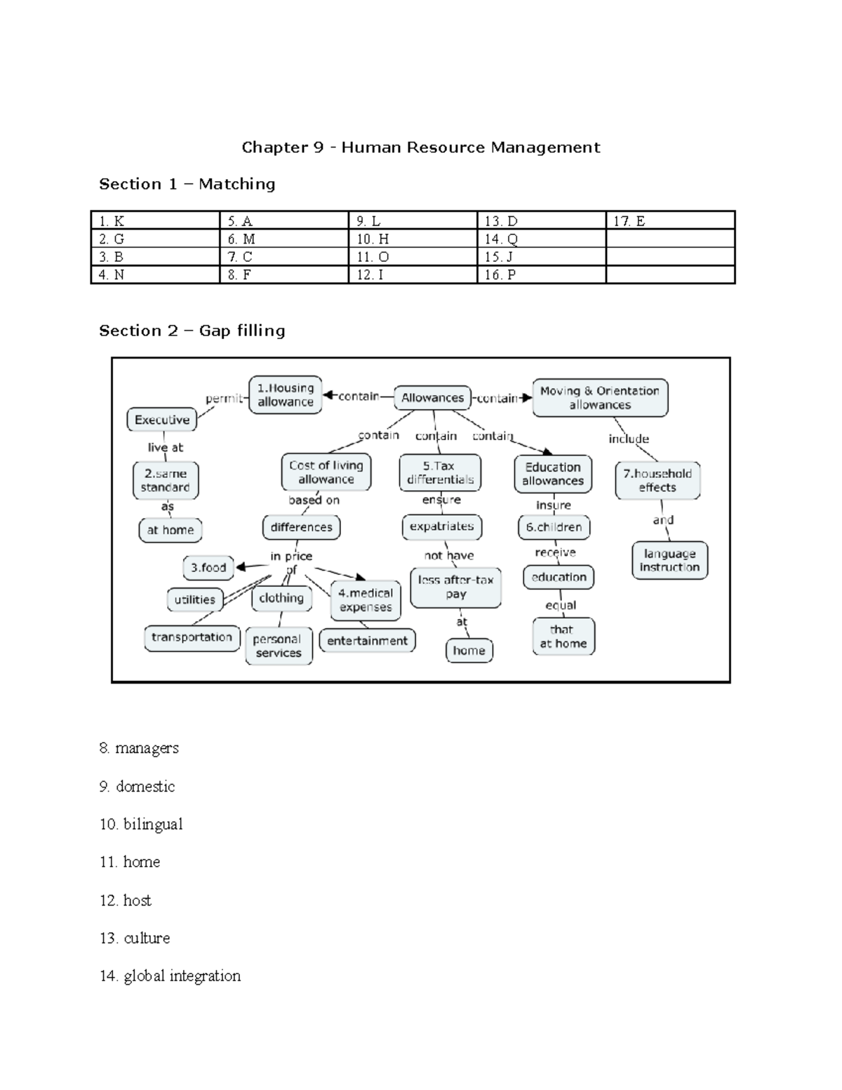 Chapter 9 Answer KEY - Chapter 9 - Human Resource Management Section 1 ...
