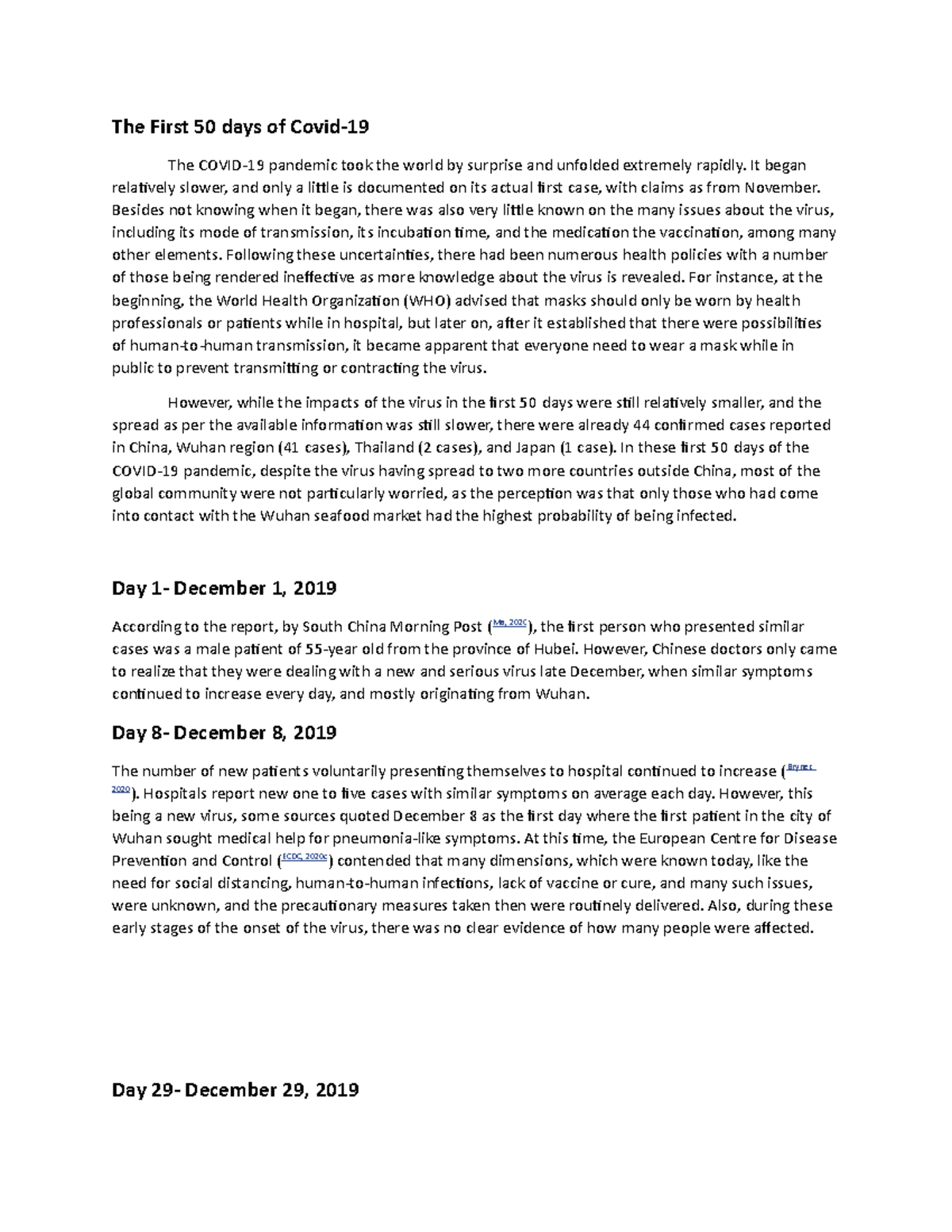 The First 50 days of Covid The COVID-19 pandemic took the world by ...