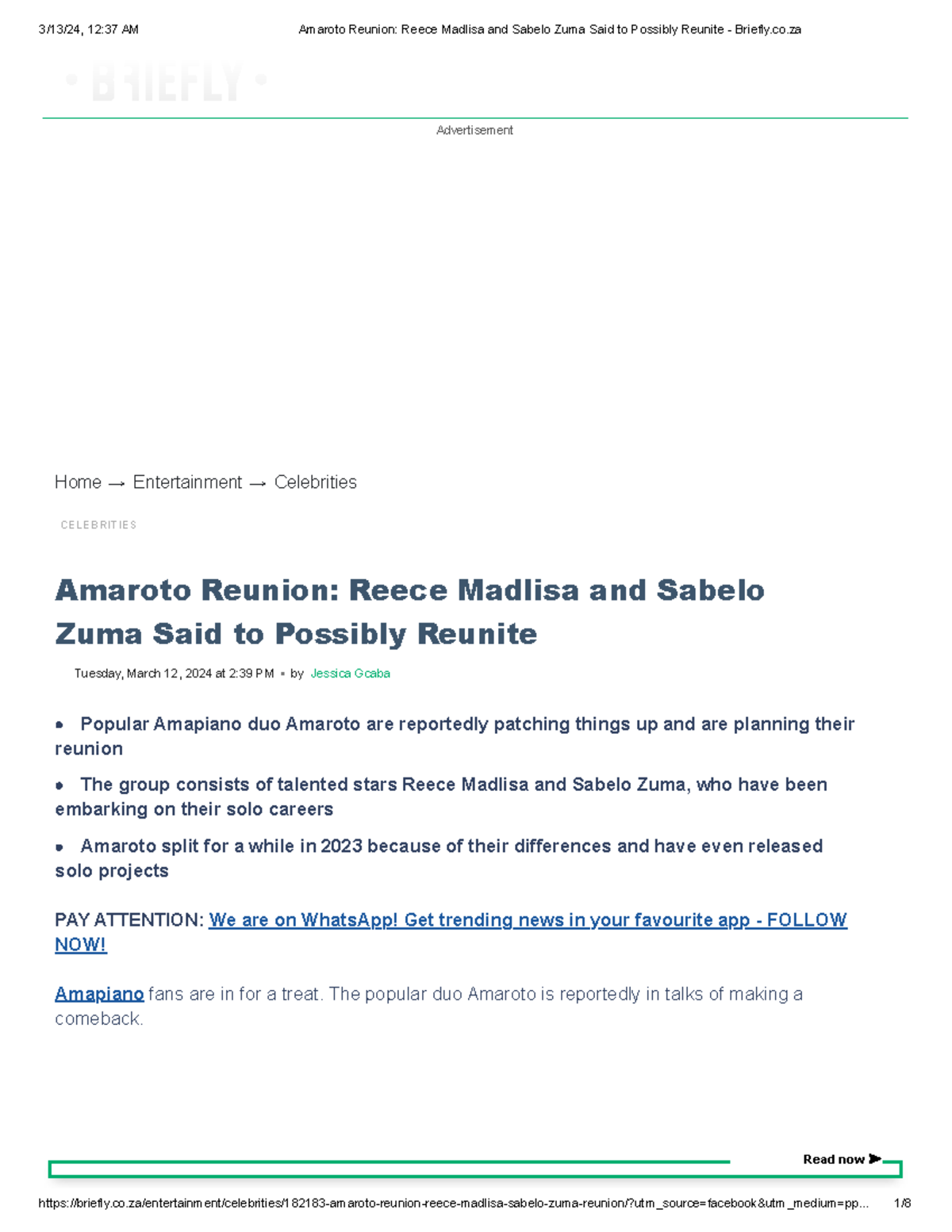 Amaroto Reunion Reece Madlisa and Sabelo Zuma Said to Possibly Reunite ...