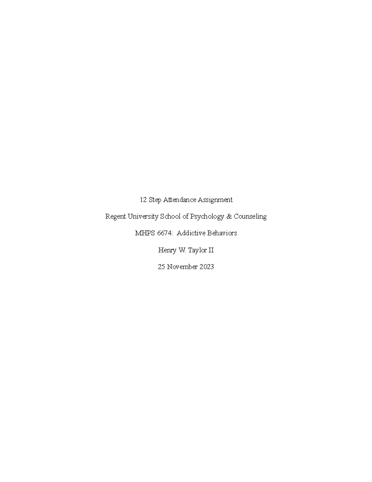 12-Step Assignment - 12 Step Attendance - 12 Step Attendance Assignment ...