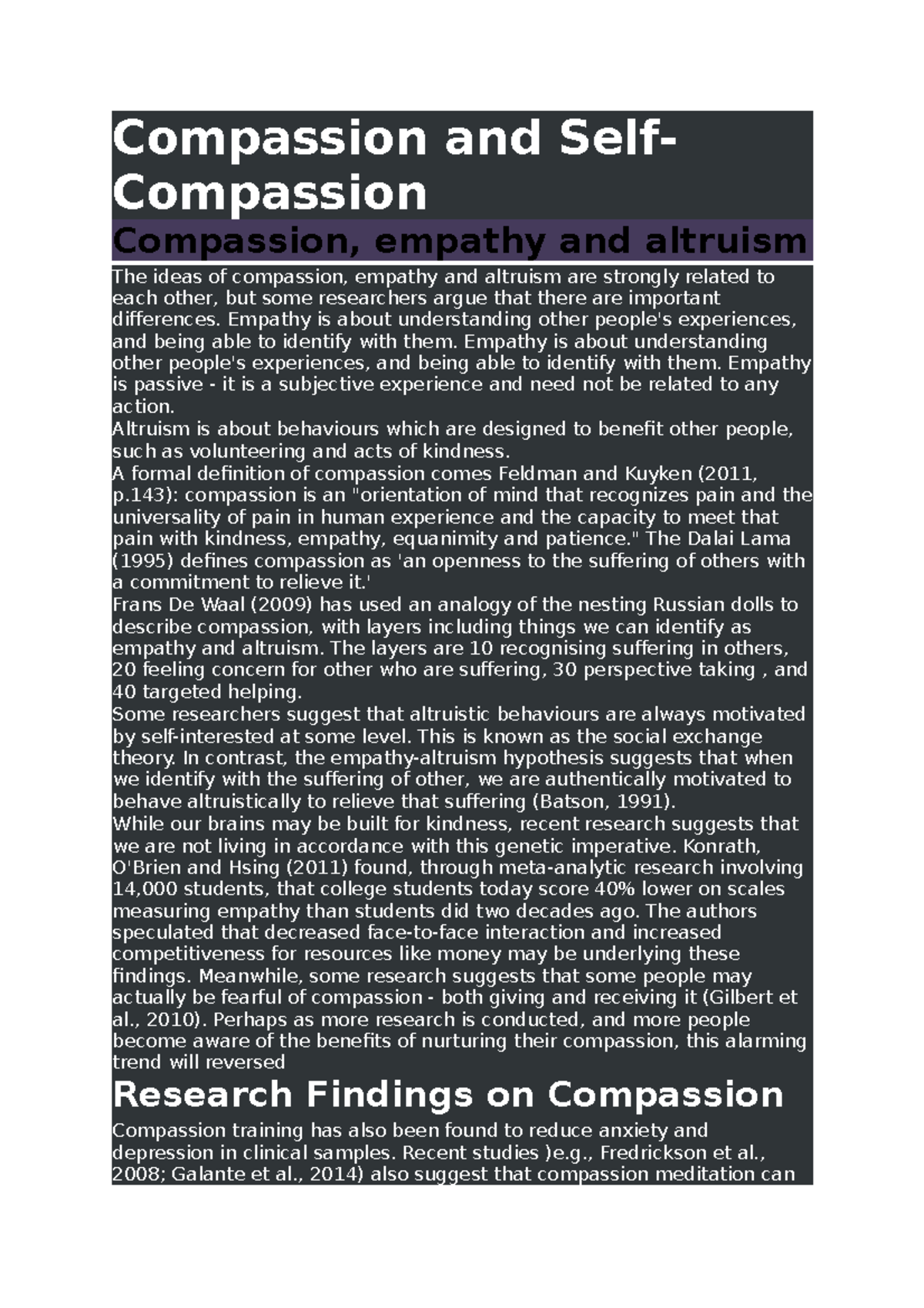 Compassion and Self - Compassion and Self- Compassion Compassion ...
