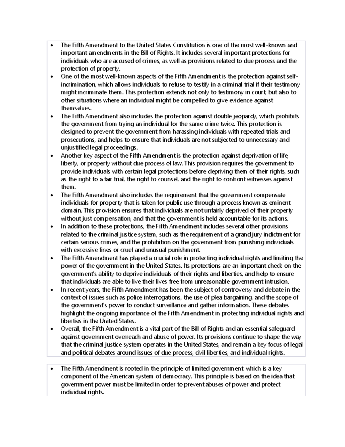 5th amendment - Notes - • The Fifth Amendment to the United States ...