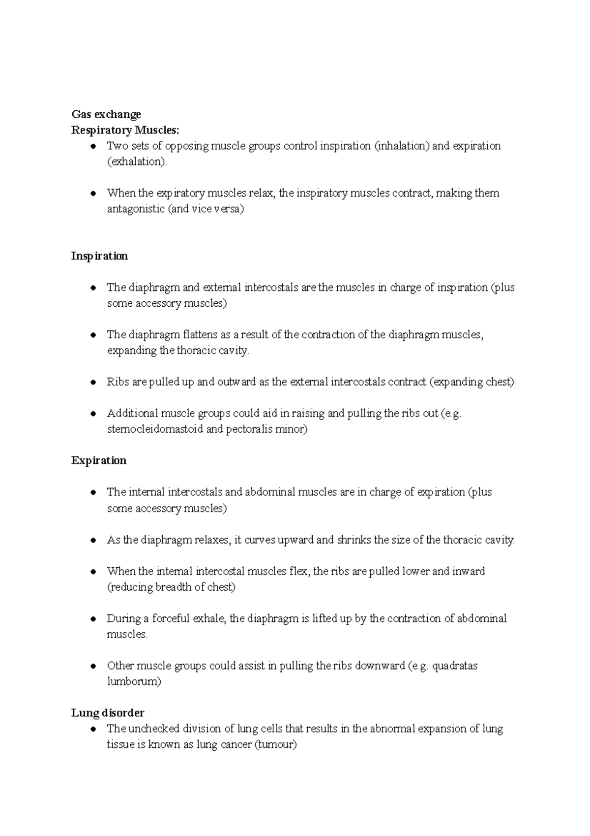 Gas Exchange II - Gas exchange Respiratory Muscles: Two sets of ...