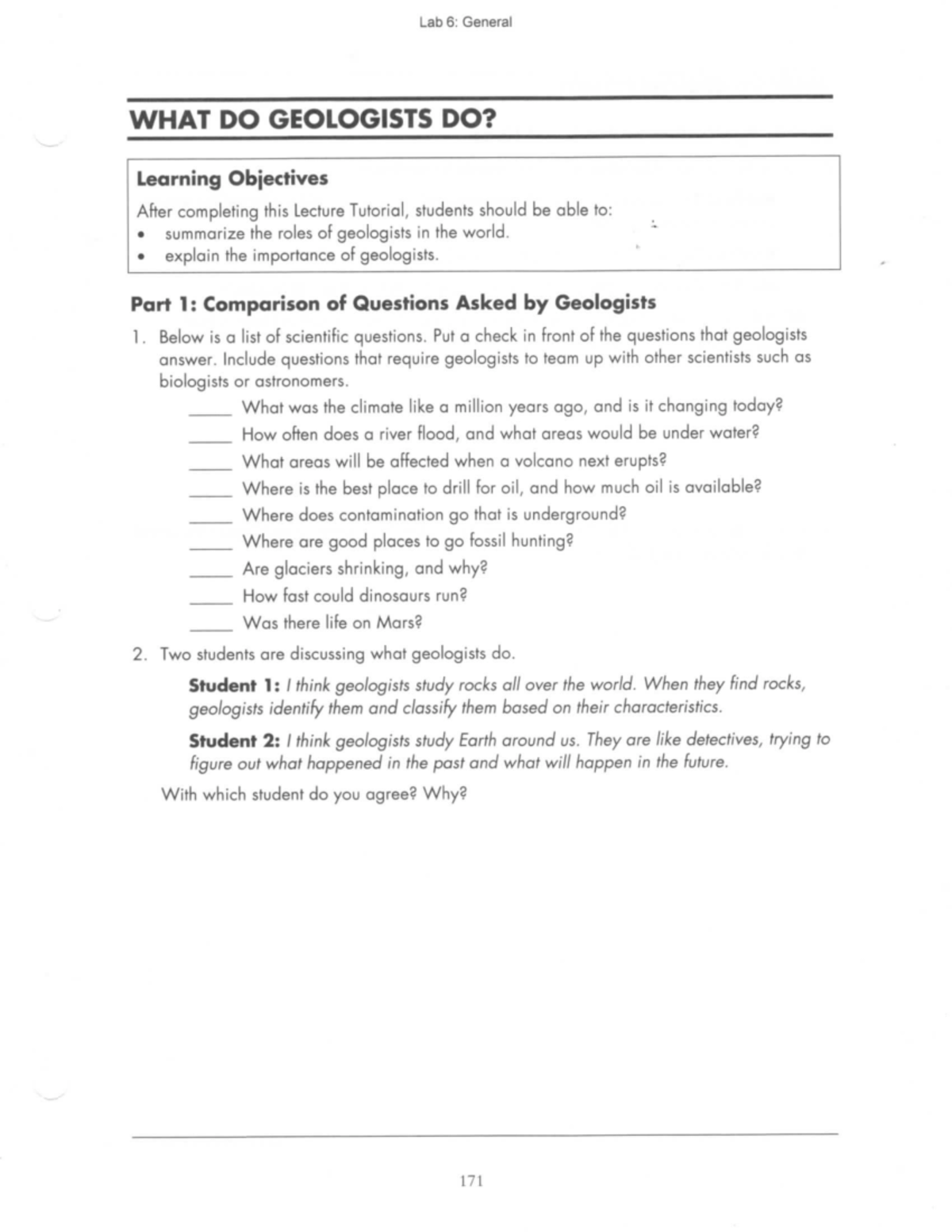 LT Geologists 001 - Group Discussion - Lab 6: General WHAT DO ...