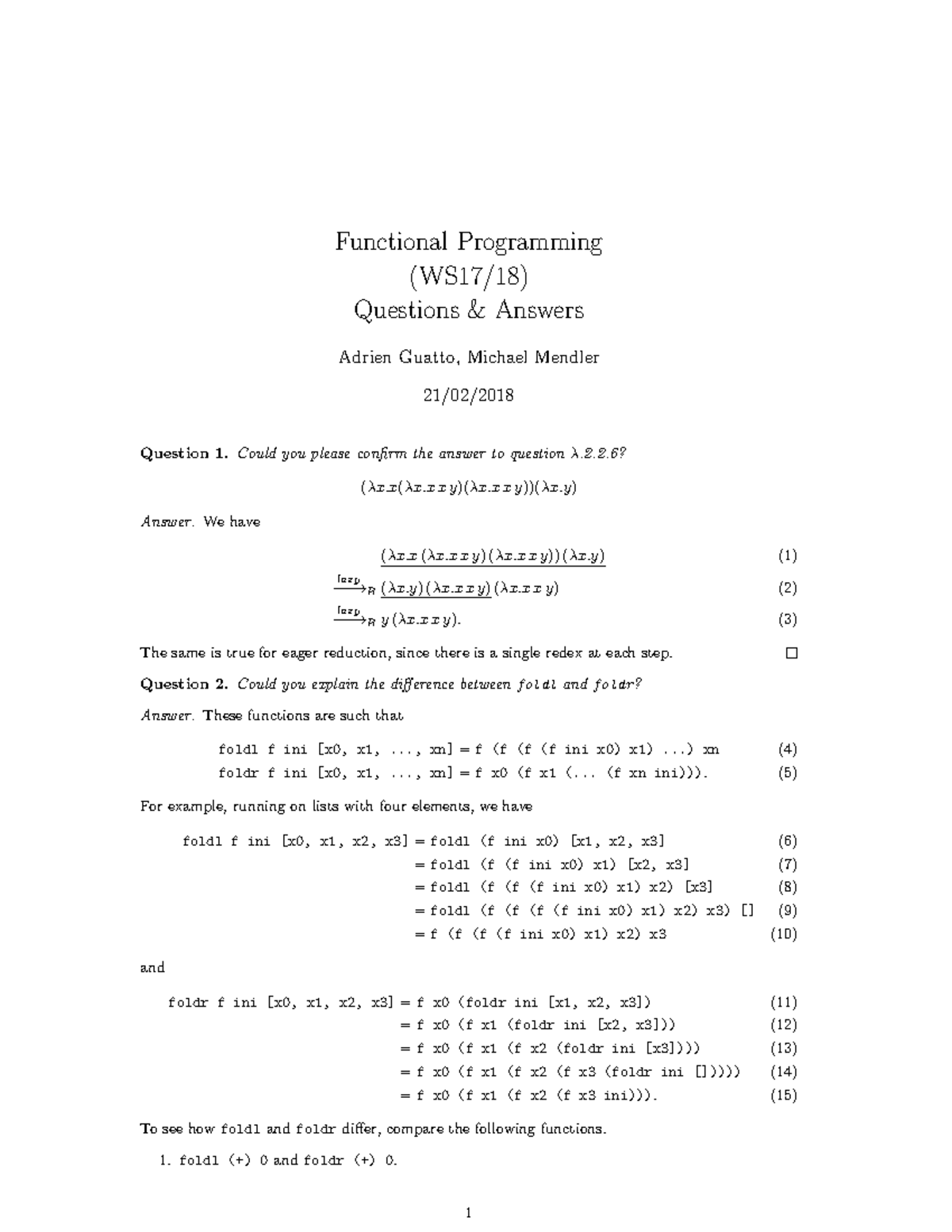 QA - Wichtige Übungen Functional Programming - Functional Programming ...