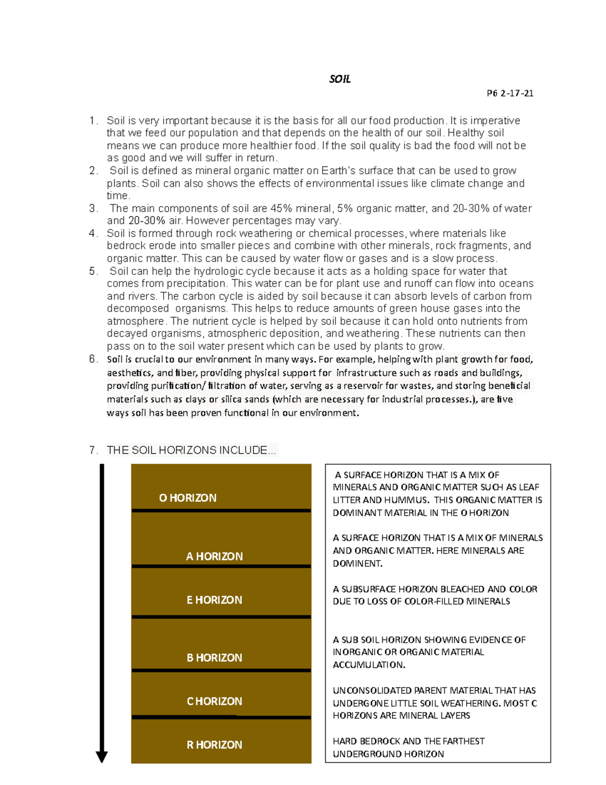 SOIL - Environmental Science Assignment Science Friday - SOIL P6 2-17 ...