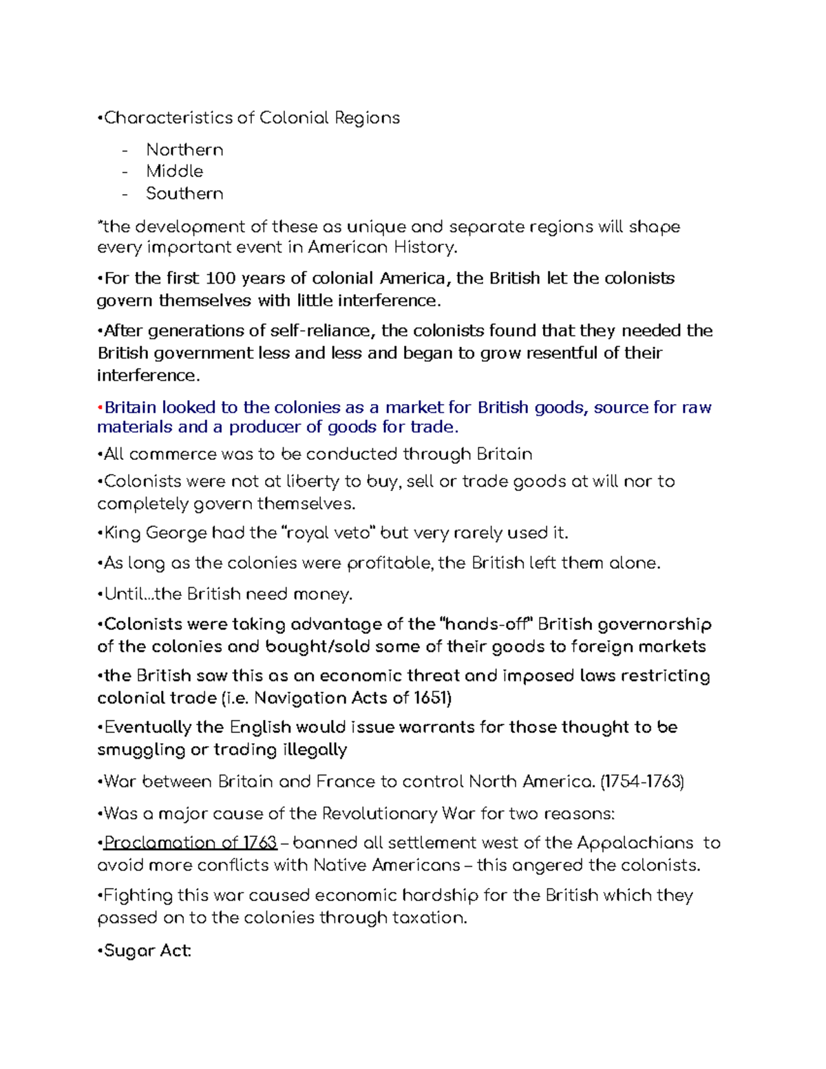 History notes - American revolution - •Characteristics of Colonial ...