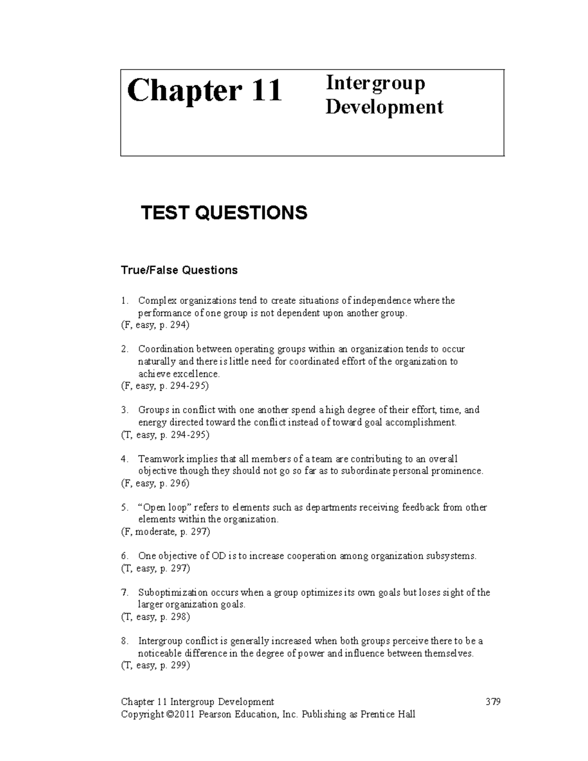 Brown eaod8 tb 11 - HRD - Chapter 11 Intergroup Development TEST ...